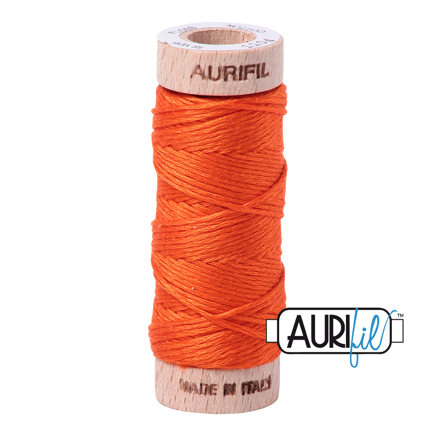 Aurifil Floss 6 Strand Cotton 1104 Neon Orange Small Spool | Barnyarns