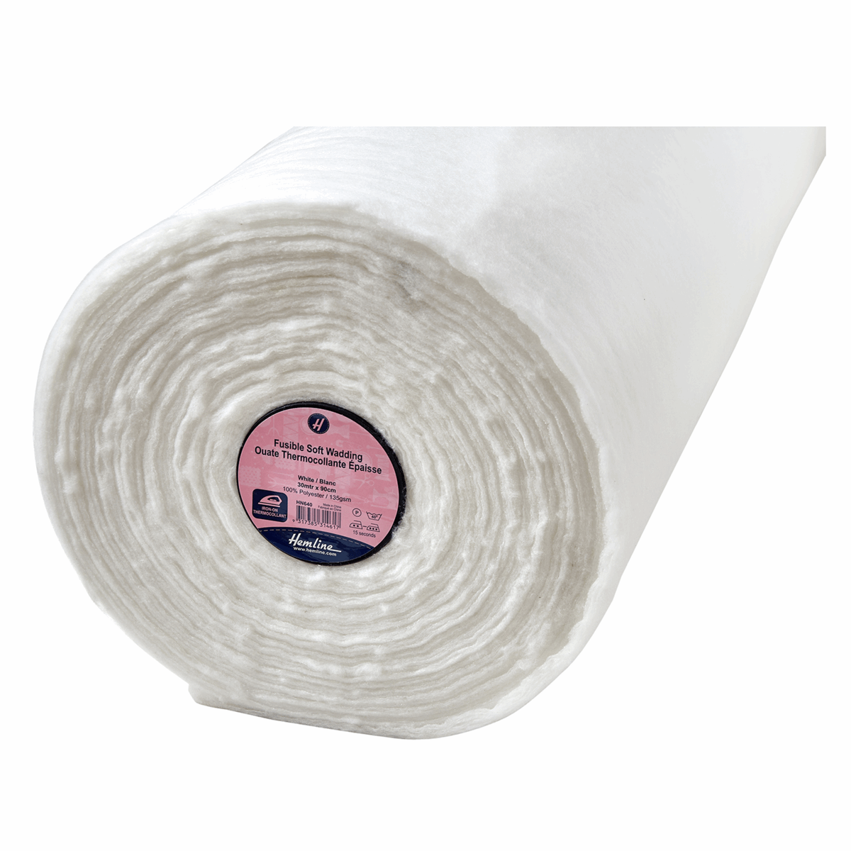 Hemline Fusible Soft Wadding - Iron on (90cmx30m) White| Barnyarns