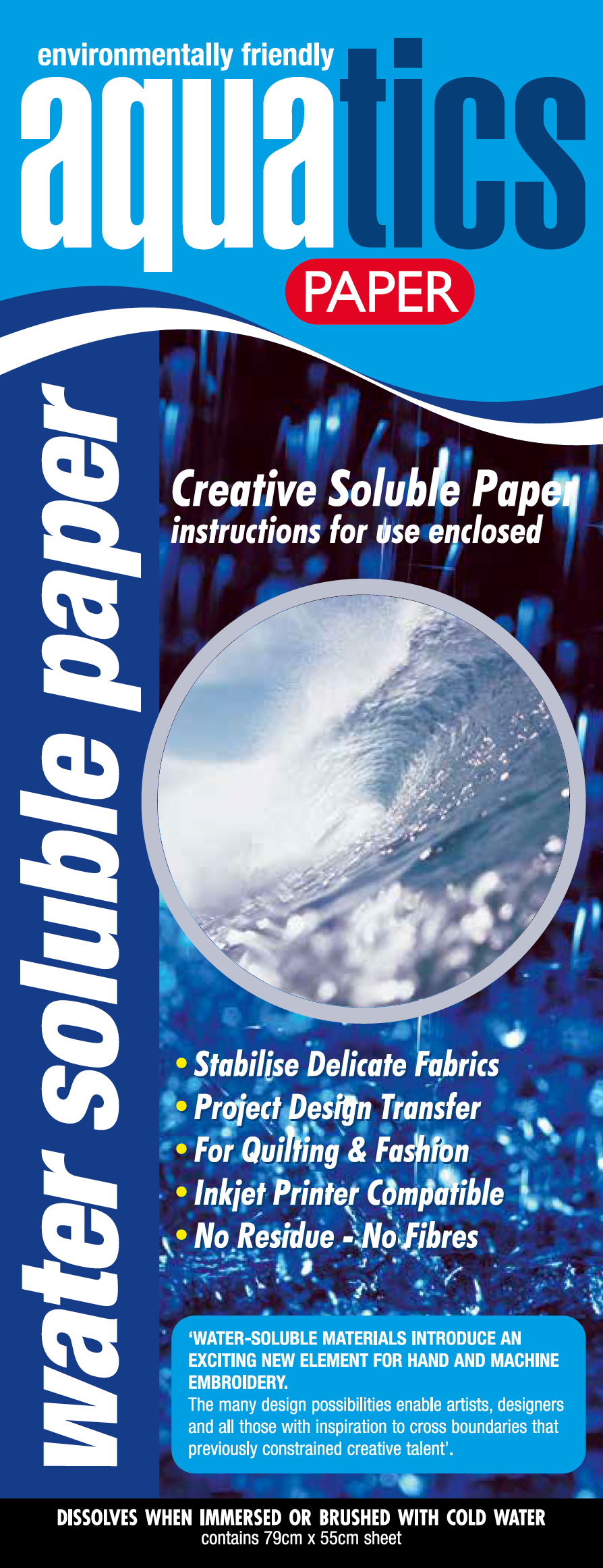 Aquatics Water Soluble Paper - Packaged 79cm x 55cm Sheet