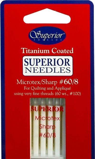 Superior Gold Titanium Microtex Needles Size 60 (8) - Pack 5| Barnyarns